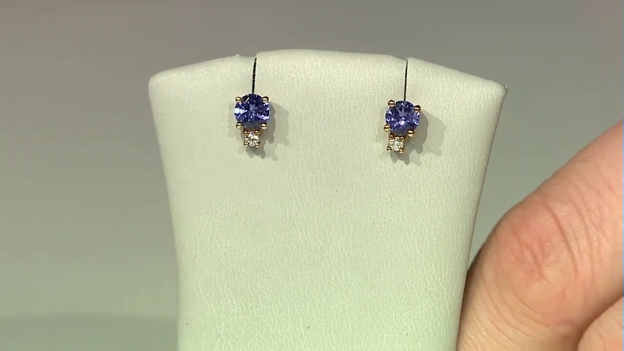 Tansanit Diamant 10k Gold Ohrringe, Tansania 0.75ct