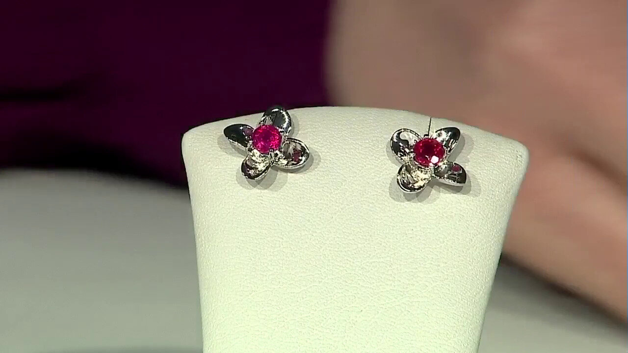 Zilveren oorbellen met Madagaskar Robijnen-9220EC | Juwelo sieraden